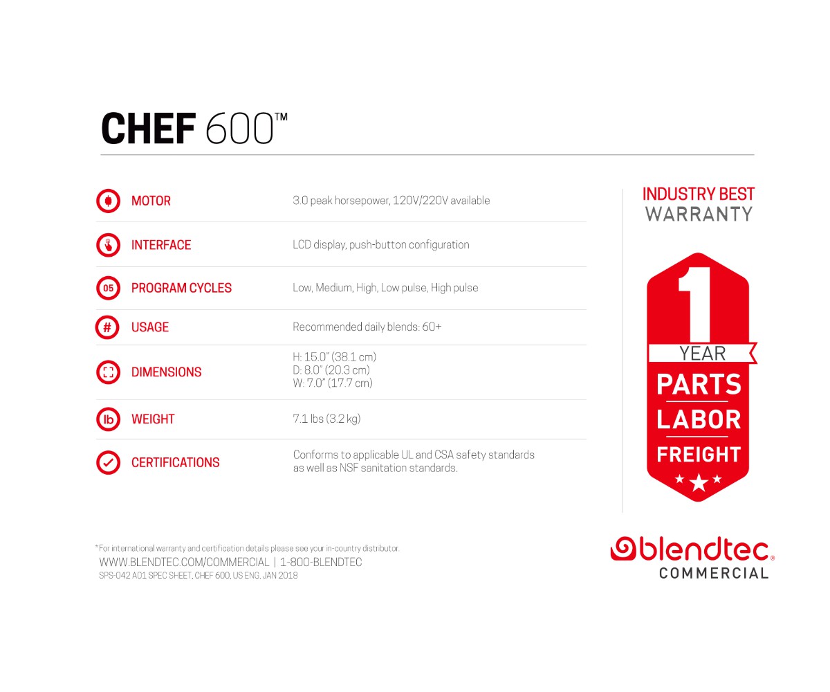 BLENDTEC CHEF 600 – The BAR Supply VN